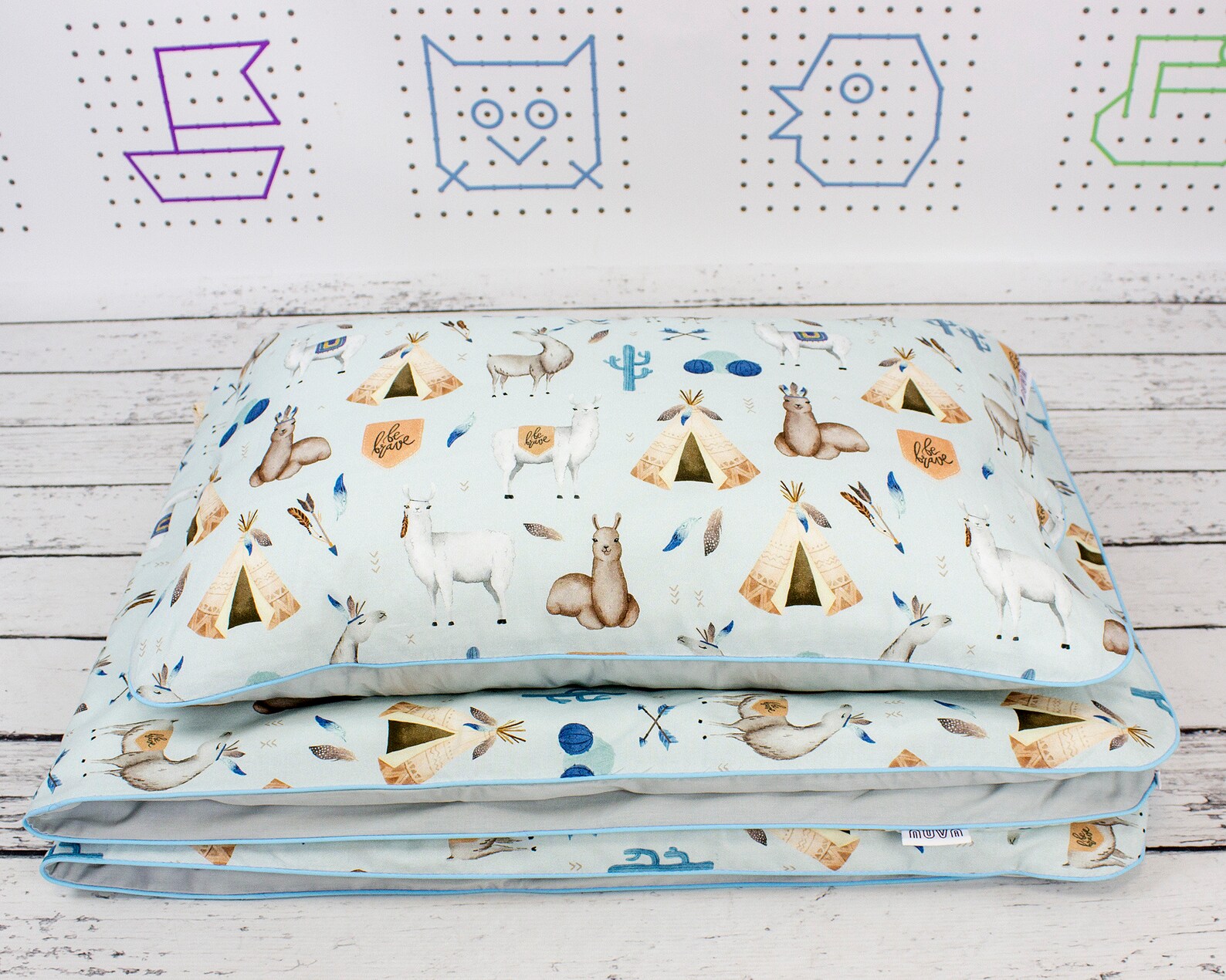 Blue Be Brave Llama Kids and Baby Bedding Set Soft Cotton | Etsy