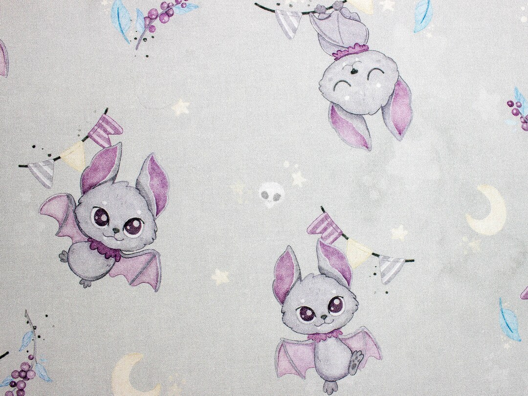 Gray Cute Vampire Bats Cotton Fabric – Premium Digital Print Cotton - Etsy