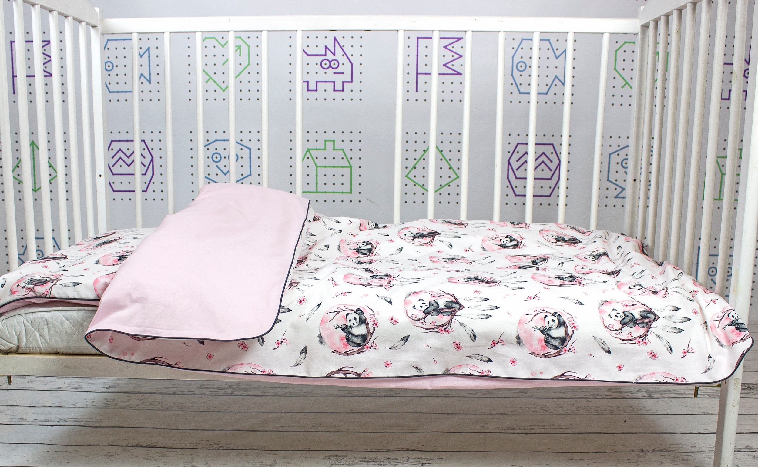 Panda Boho Kids and Baby Bedding Set Soft Cotton Nursery | Etsy