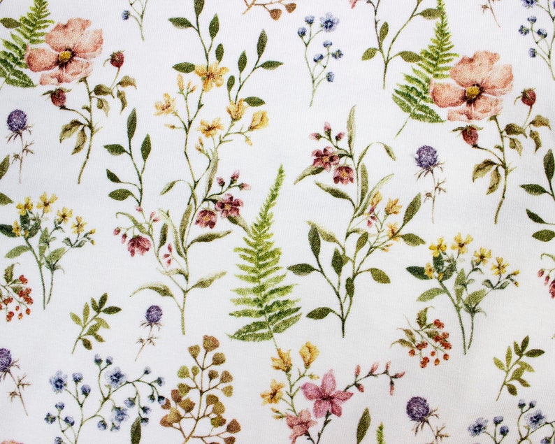 Field Flowers Stretch Knit Fabric Digital Print French Terry - Etsy