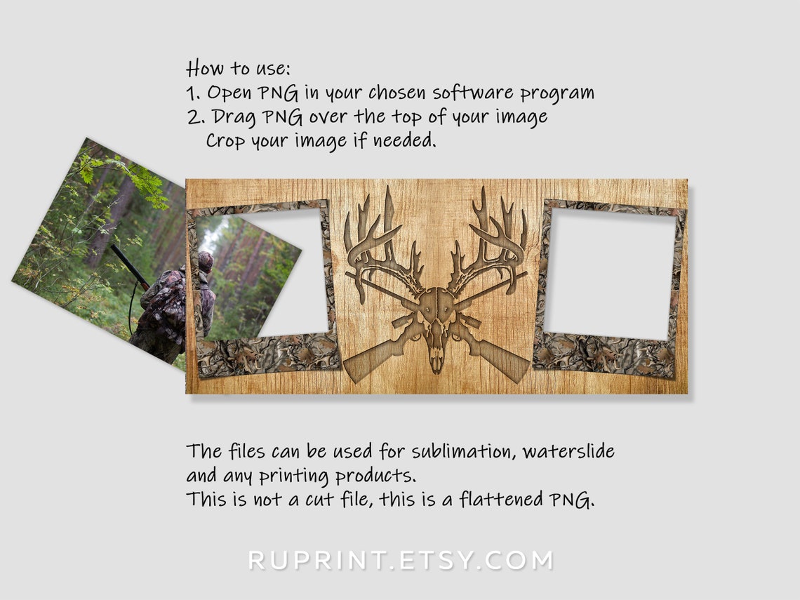 Deer Hunting Mug Png With Photo, Photo Mug Warp Png, Digital Template ...