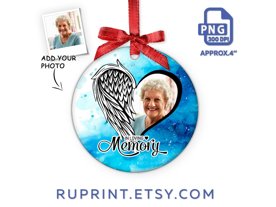 Photo Memorial Ornament PNG, Round Ornaments PNG Template - Etsy
