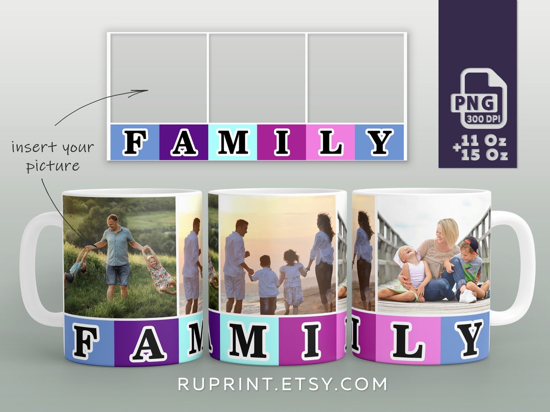 Family Photo Collage Mug Wrap Png, 11 &15 Oz Family Mug Template ...