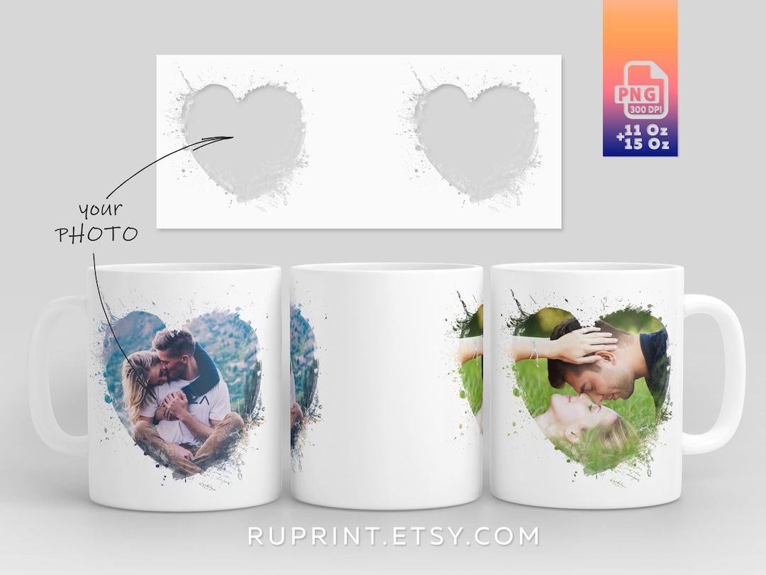 2 Photo Frame Mug, Picture Mug Template, Photo Mug Sublimation Design ...