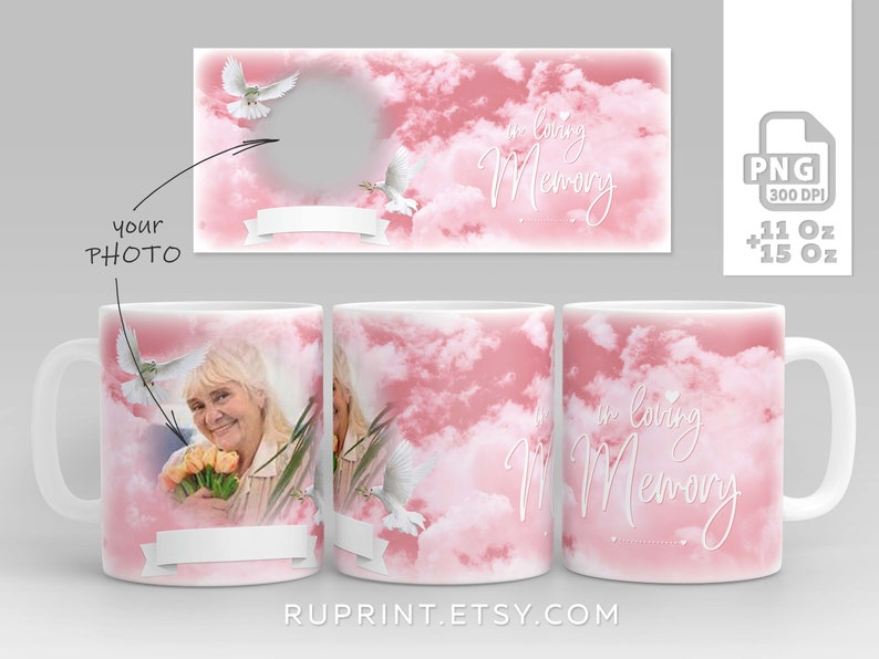 Memorial Mug Wrap, in Loving Memory Photo Mug Wrap Png, Memorial Mug ...