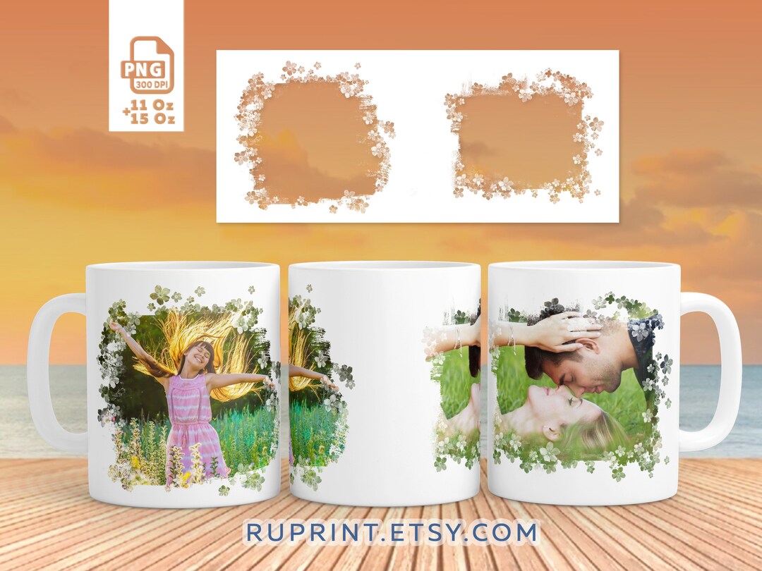 2 Photo Mug Template Png, 11 and 15 Oz Mug Sublimation Design, Mug ...