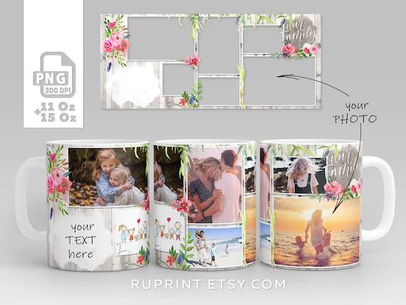 Family Photo Collage Mug Family Photo Frame Digital Template - Etsy