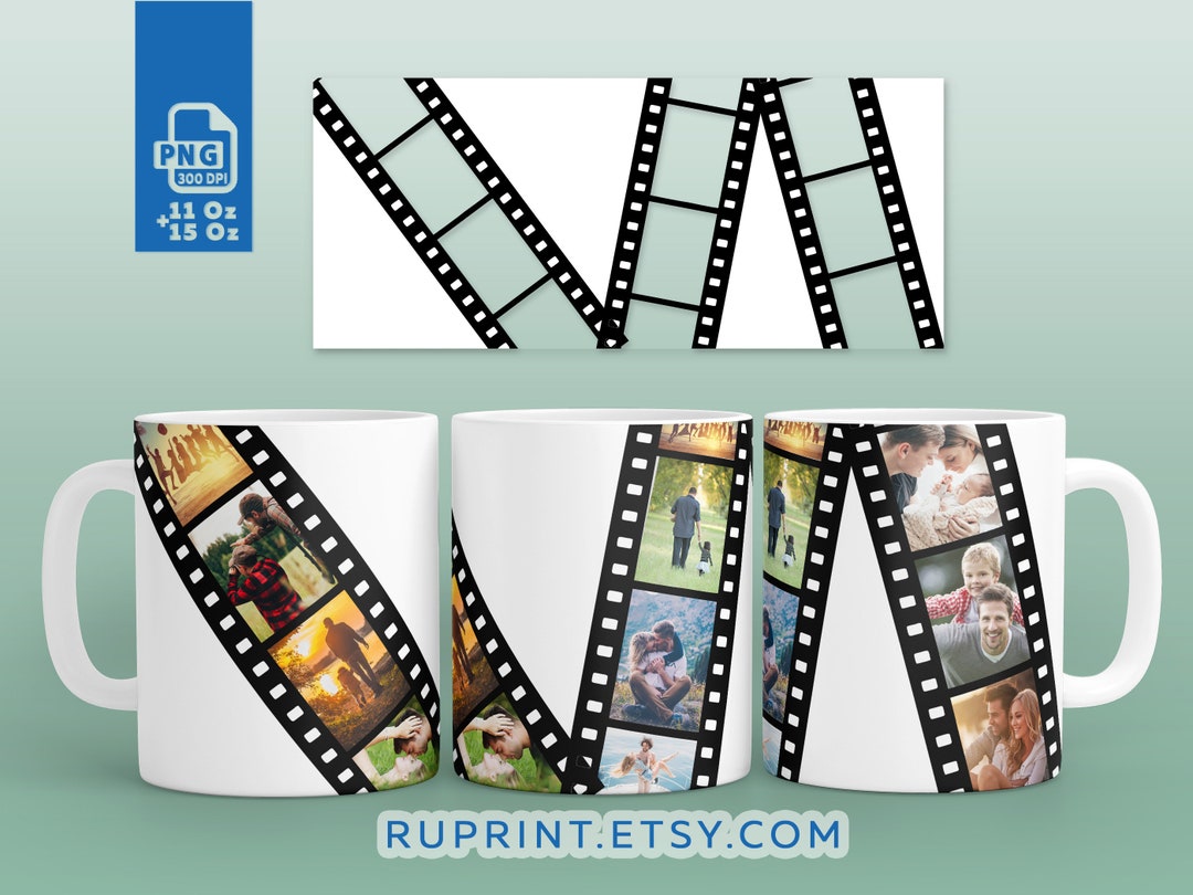 Film Photo Frame Mug, Photo Mug Template, Photo Collage Wrap for Mug 11 ...