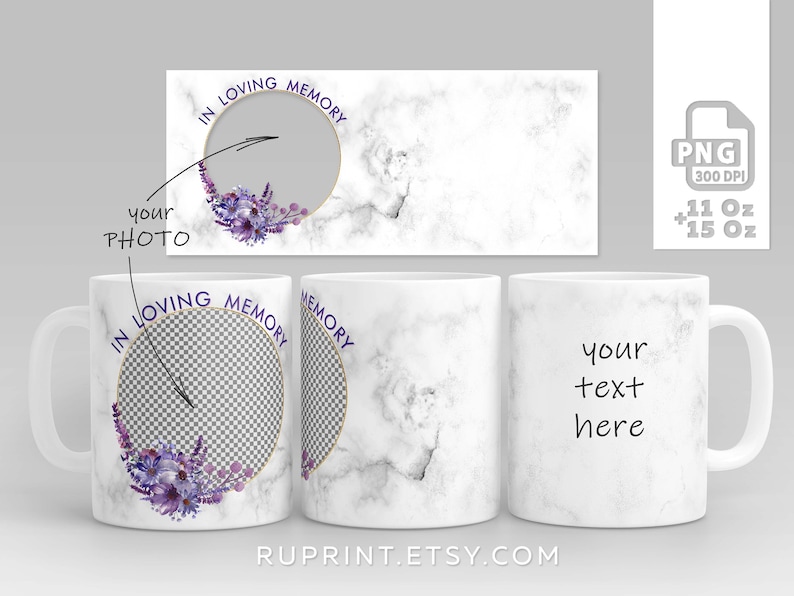 In Loving Memory Memorial Mug Wrap Photo Mug Wrap Png | Etsy