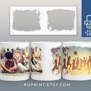 2 Photo Frame Mug, Picture Mug Template, Photo Mug Sublimation Design ...