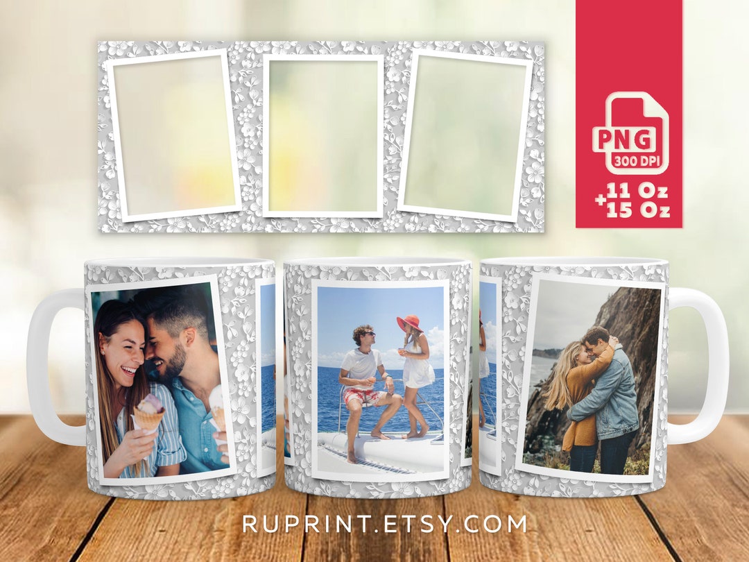 Photo Mug Wrap Png, 11 Oz and 15 Oz Picture Mug Template, Personalized ...