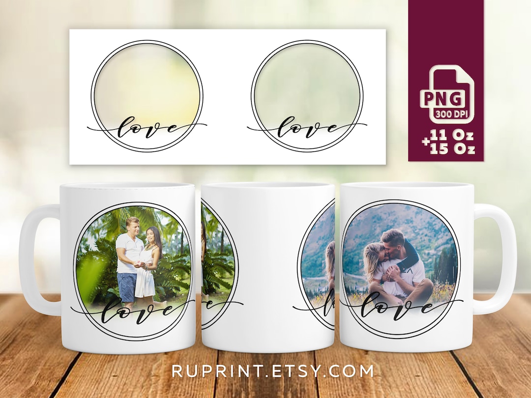 Love - 2 Photo Frame Mug, Picture Mug Template, Photo Mug Sublimation ...