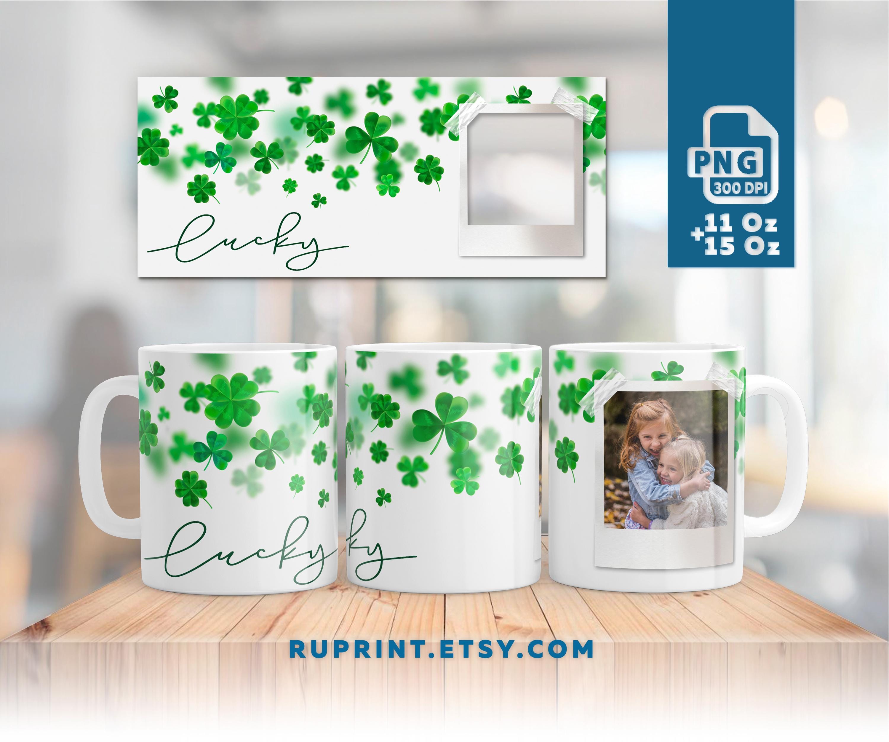Lucky Mug Wrap PNG, 11 and 15 Oz Photo Mug Sublimation Design, Patrick ...