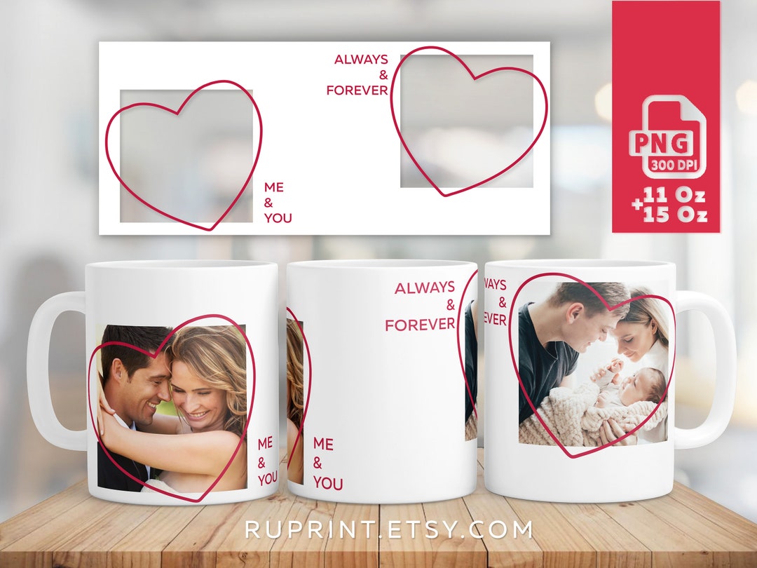 Photo Mug Wrap, Picture Mug Template, Photo Mug Sublimation Design ...