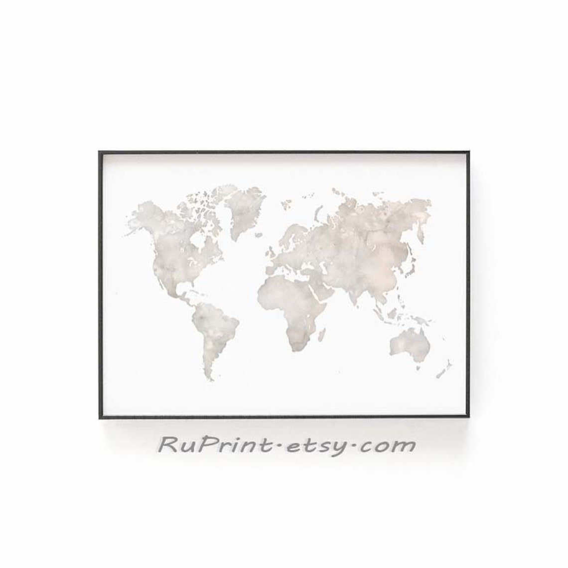 Neutral Beige World Map Neutral Map Printable Watercolor | Etsy