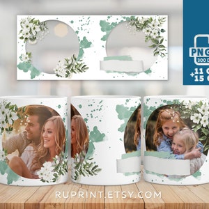 2 Photo Frame Mug, Picture Mug Template, Photo Mug Sublimation Design ...