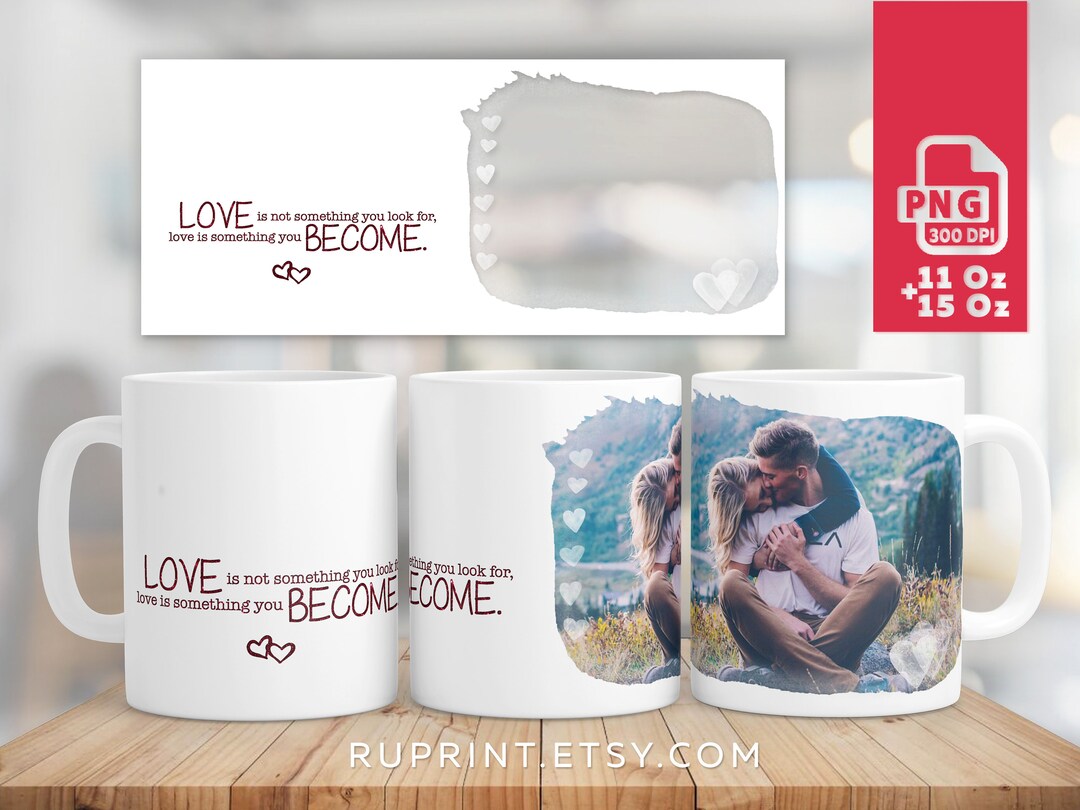 Love Photo Frame Mug, Valentine Mug Png, Picture Mug Template, Photo ...