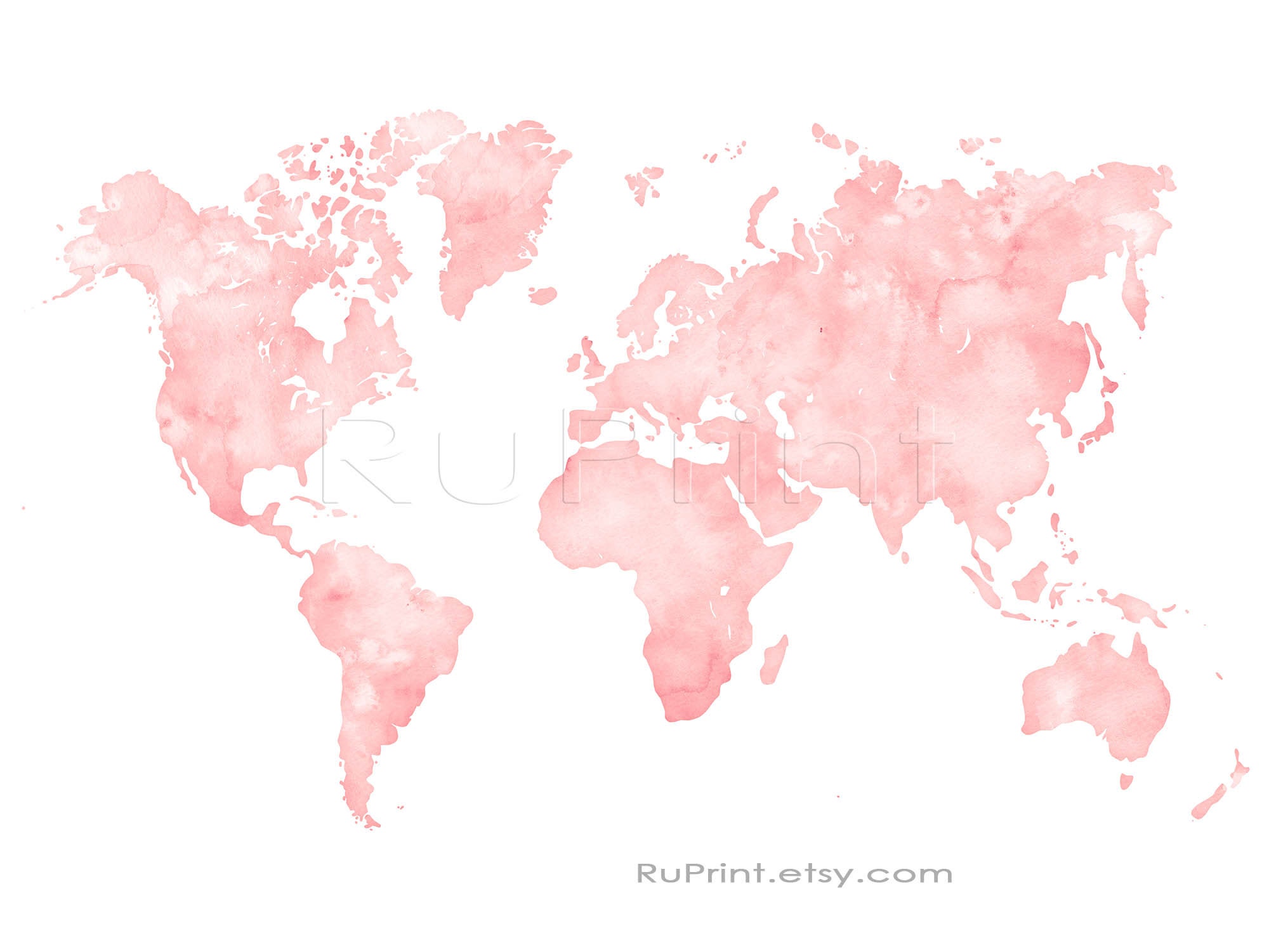 World Map Wall Art Printable Blush Pink Map Poster | Etsy