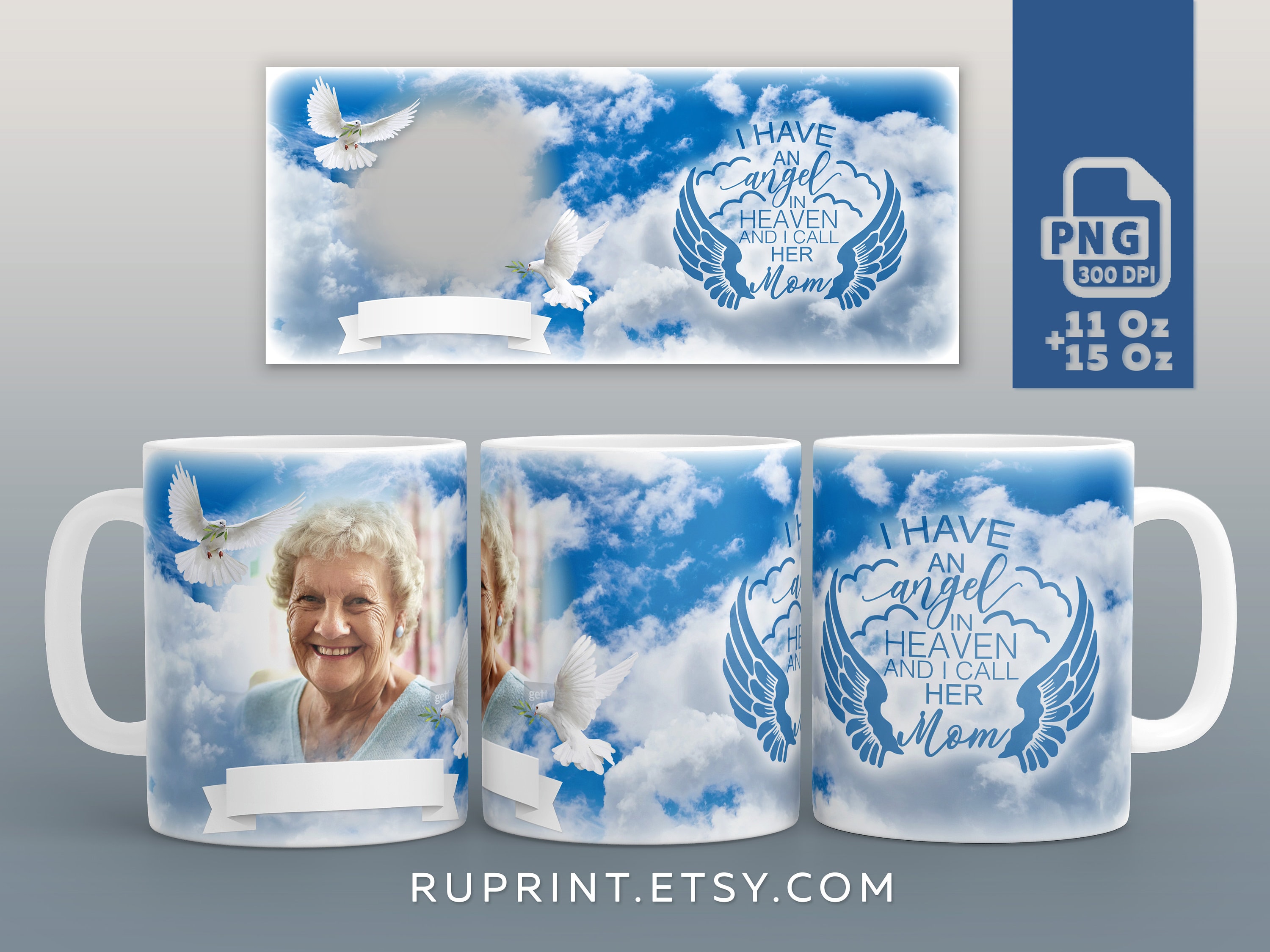 Mom/mum Memorial Mug Wrap Photo Mug Wrap Png Memorial Mug - Etsy
