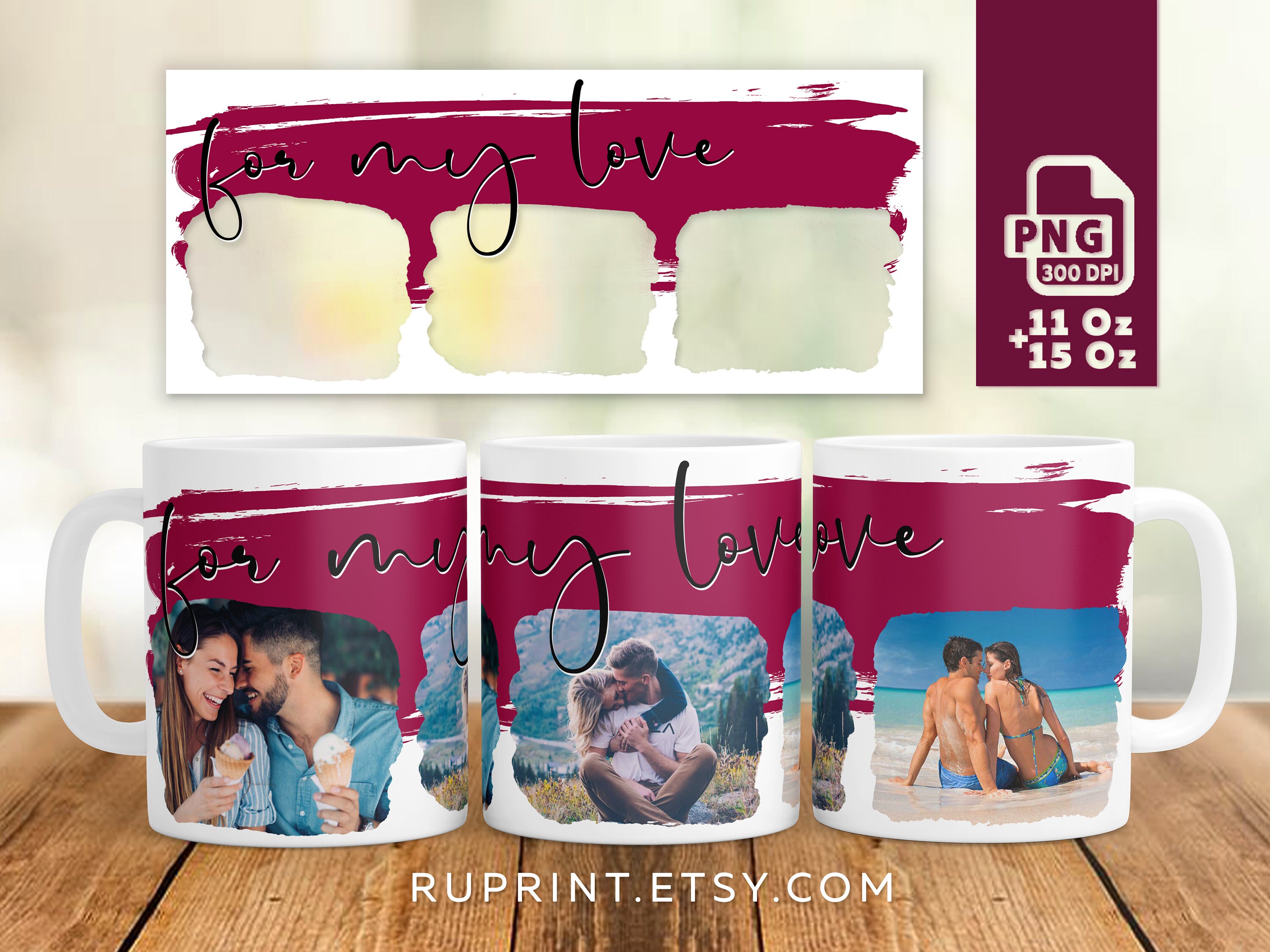 For My Love Mug Wrap Template, Photo Collage Mug Sublimation Designs ...