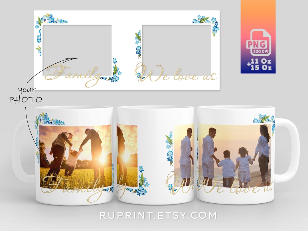 Family Mug Template, Family Photo Collage Mug Wrap Png, Digital ...