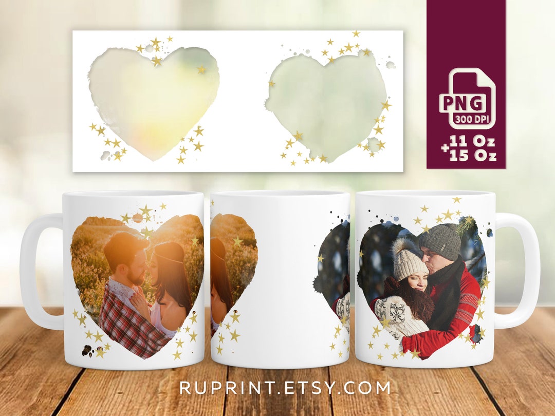 2 Photo Frame Mug, Picture Mug Template, Photo Mug Sublimation Design ...