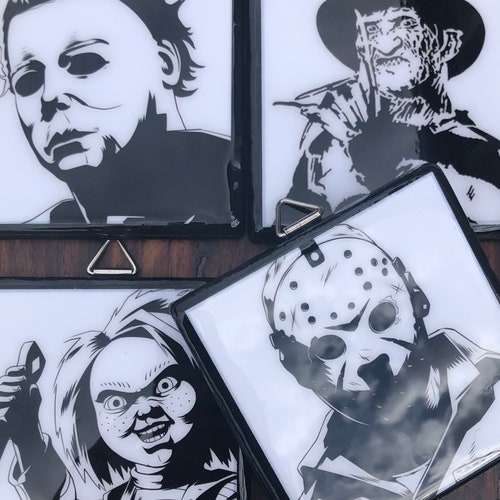 Horror Movie Tile Wall Decor Set of 4 Wall Art Jason | Etsy