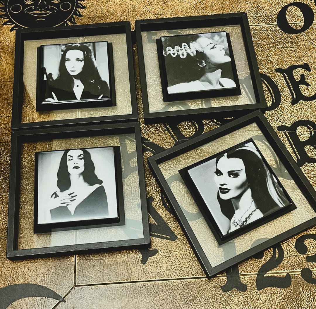 Gothic Babes Black Wall Frames, Horror Art Tile Decor, Set of 4 - Etsy