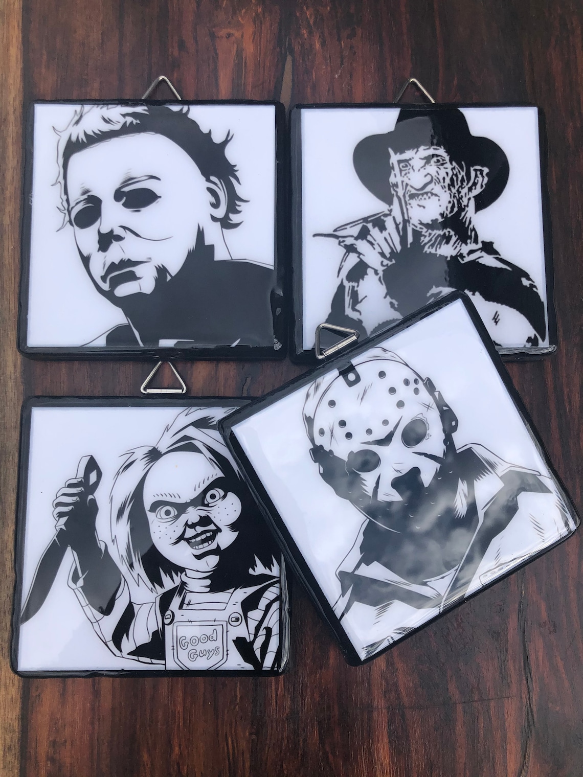 Horror Movie Tile Wall Decor Set of 4 Wall Art Jason | Etsy