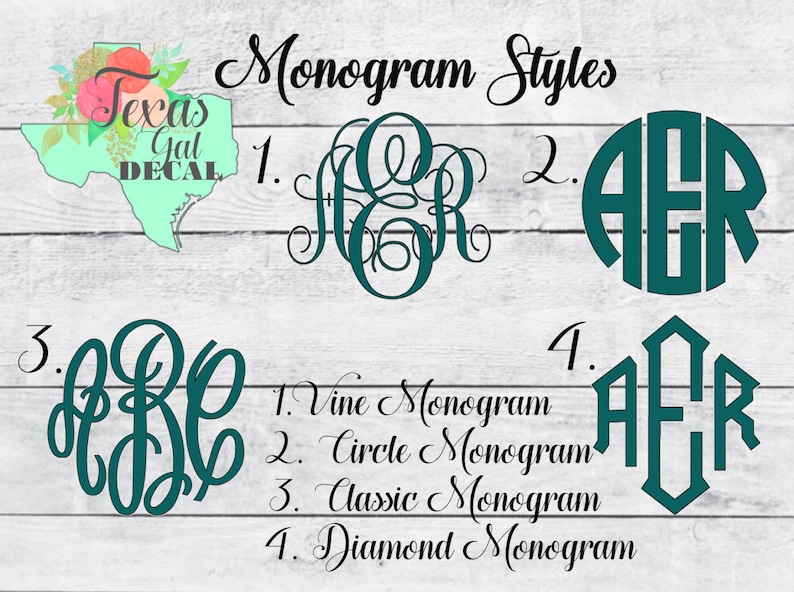 Monogram Vinyl Decal - Etsy