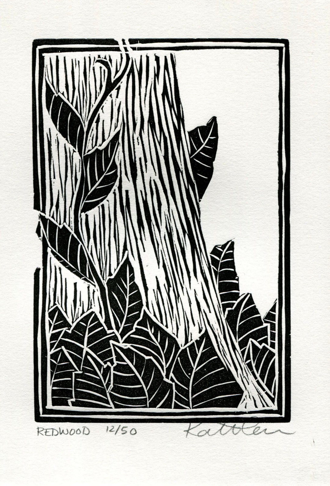 Redwood Tree Linocut Print - Etsy
