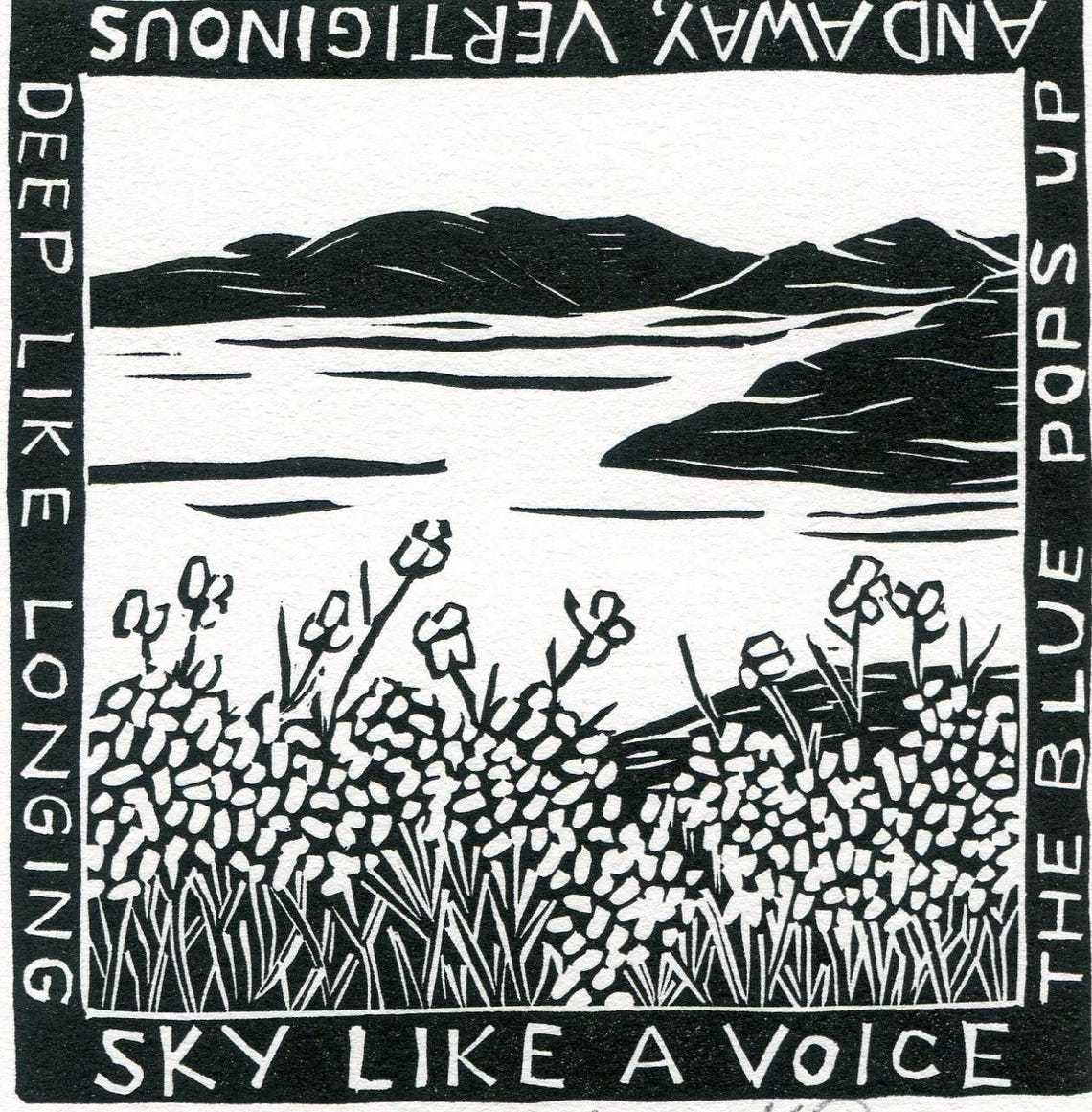 Pyramid Lake Black and White Linocut Print - Etsy