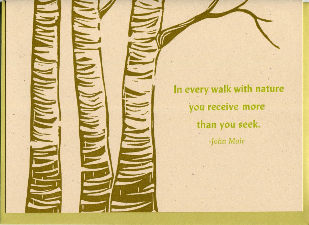 Birch Tree Letterpress Greeting Card With John Muir Quote - Etsy