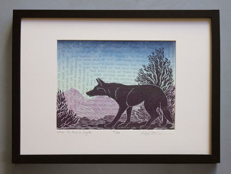 Where to Find a Coyote Multi-color Linocut Print - Etsy