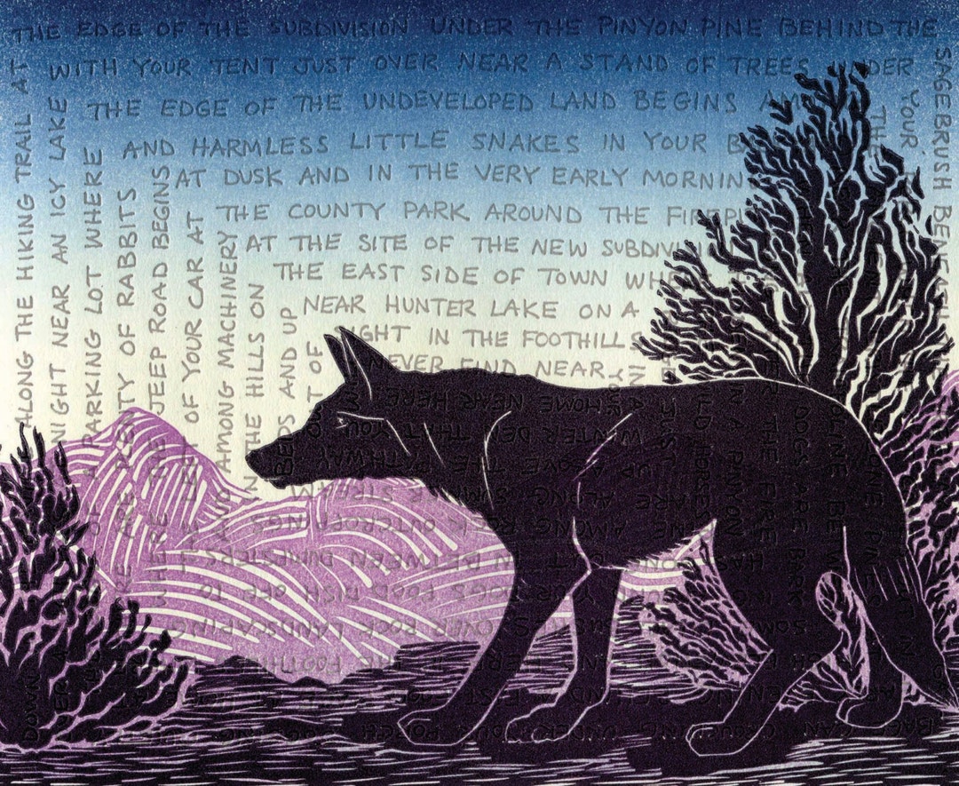 Where to Find a Coyote Multi-color Linocut Print - Etsy