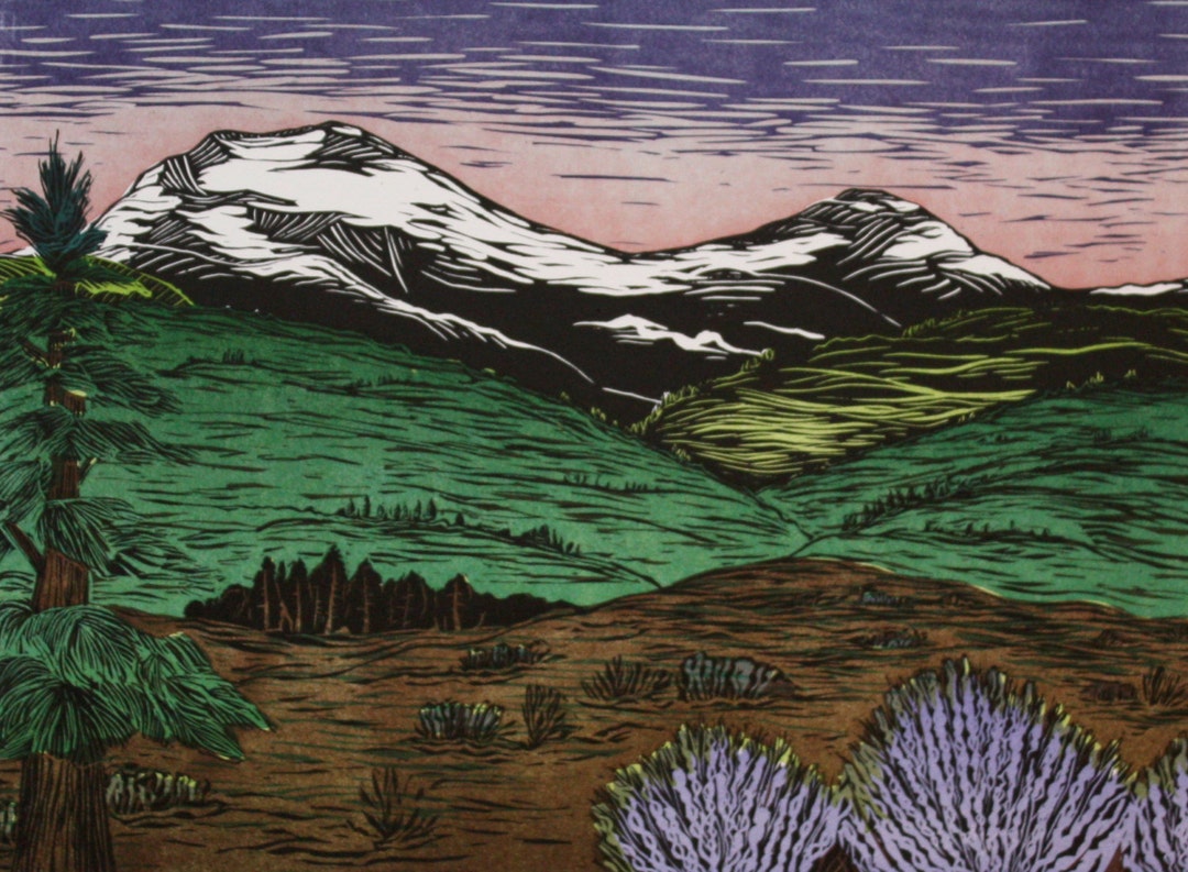 East Side Springtime Sunset Multi-color Linocut Print - Etsy