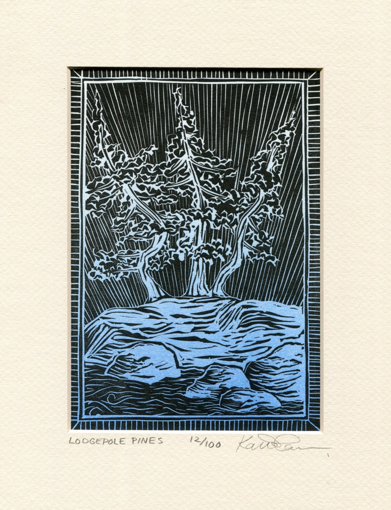 Lodgepole Pines Multi-color Linocut Print - Etsy