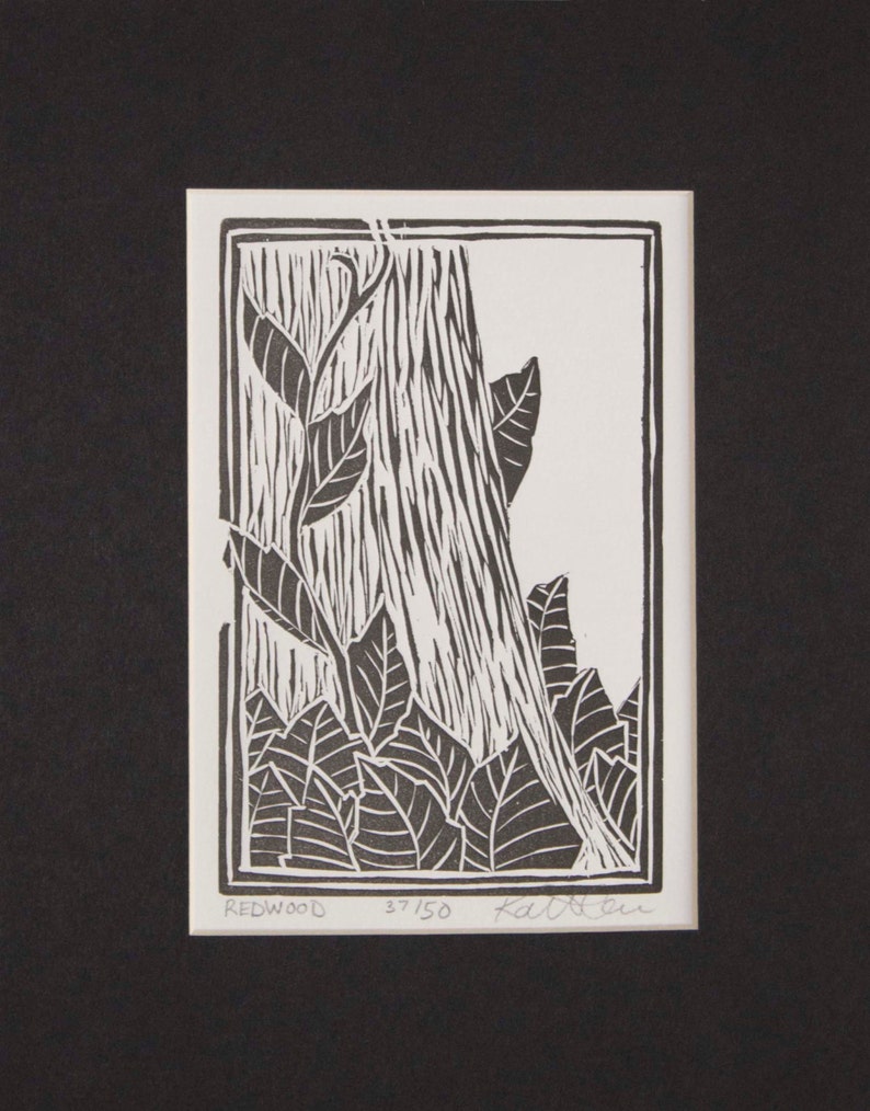 Redwood Tree Linocut Print - Etsy Australia