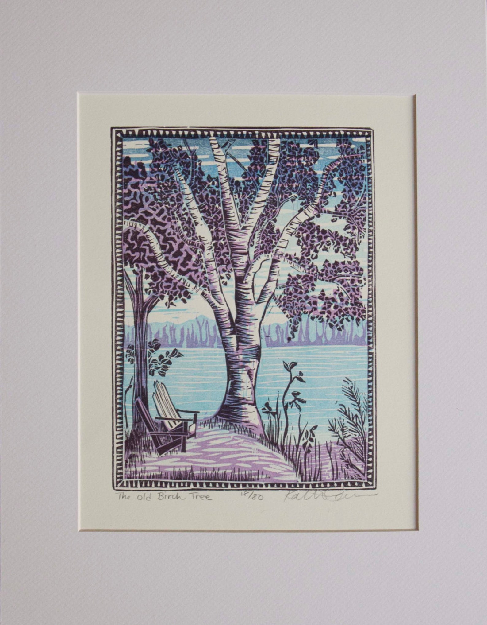 The Old Birch Tree Multi-color Linocut Print - Etsy