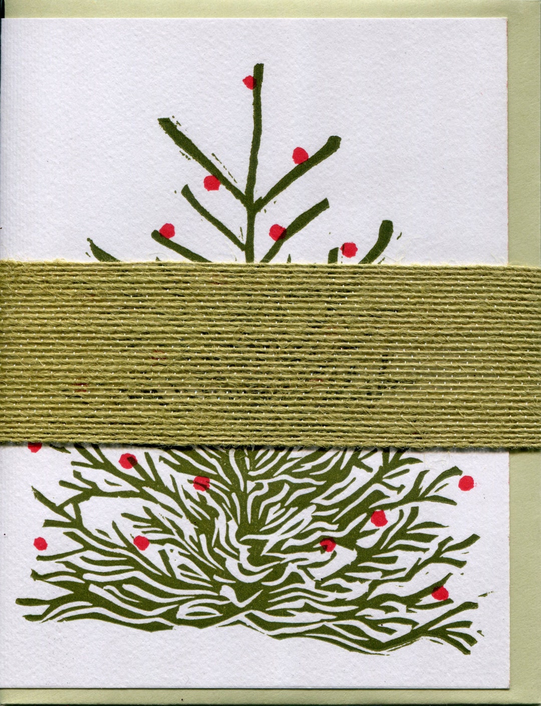 Holiday Tree Linocut Letterpress Greeting Card Set of Six - Etsy