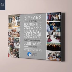 5th Work Anniversary Photo Collage, 5 Year Employee Anniversary Present ...