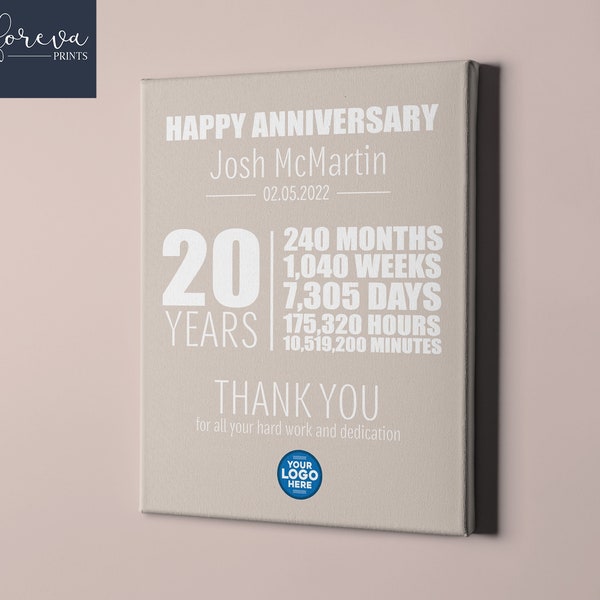 Retirement Plaque for Work Anniversary 20 Year Custom Plaque Employee ...