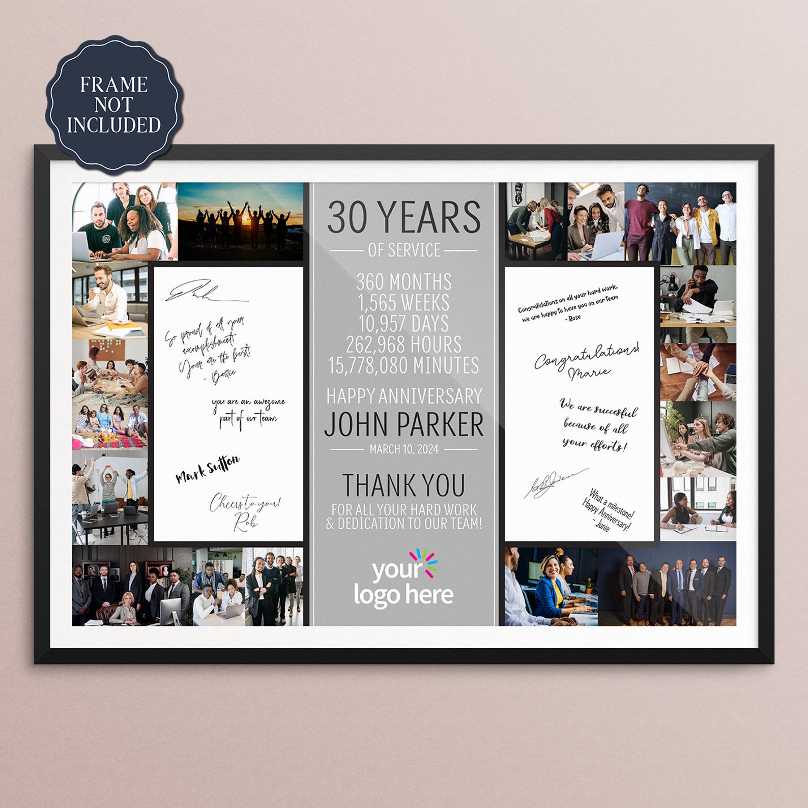 30 Year Work Anniversary Signature Photo Collage - 30th Work Employee ...