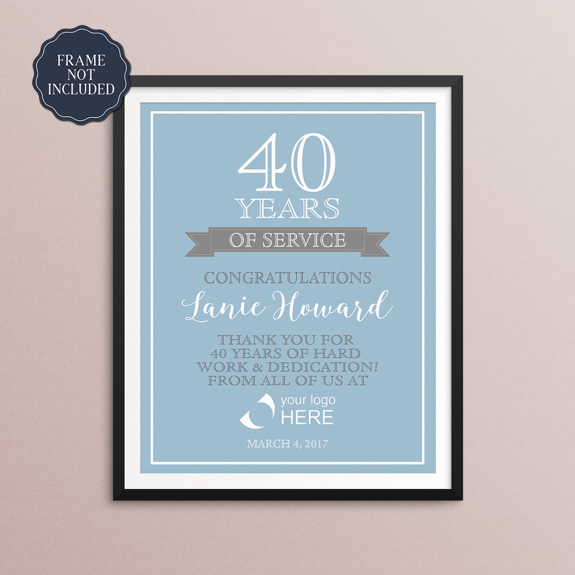 40 Year Work Anniversary Print, 40th Work Anniversary, Personalized ...