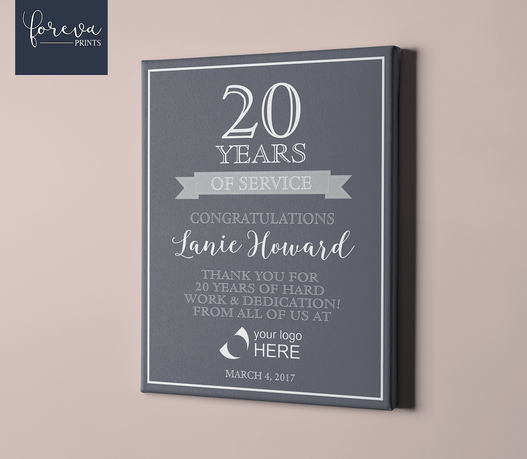 20 Year Work Anniversary Print, 20th Work Anniversary Digital Print ...
