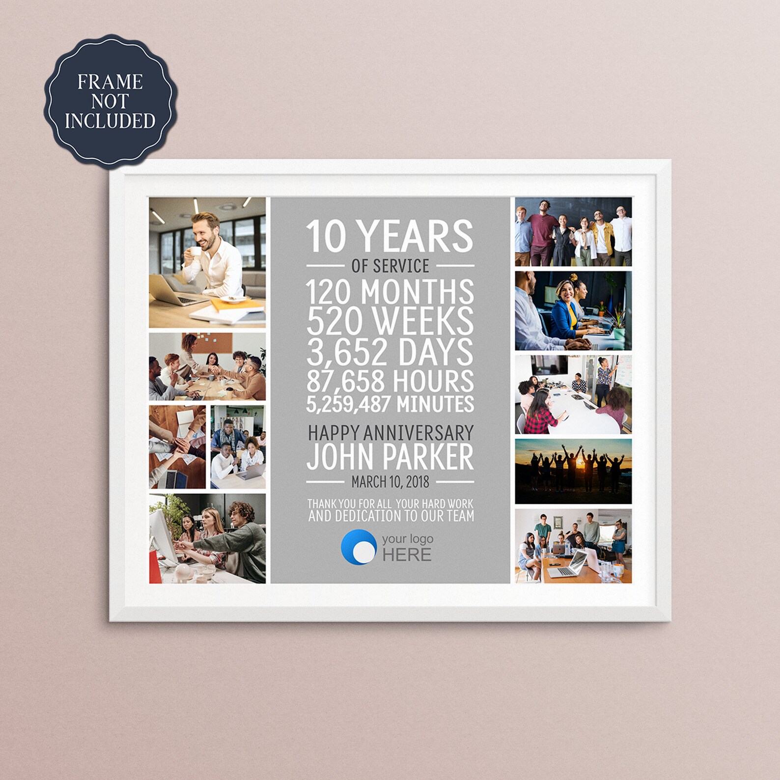 10 Year Work Anniversary Gift Photo Collage, Employee Anniversary, 10th ...