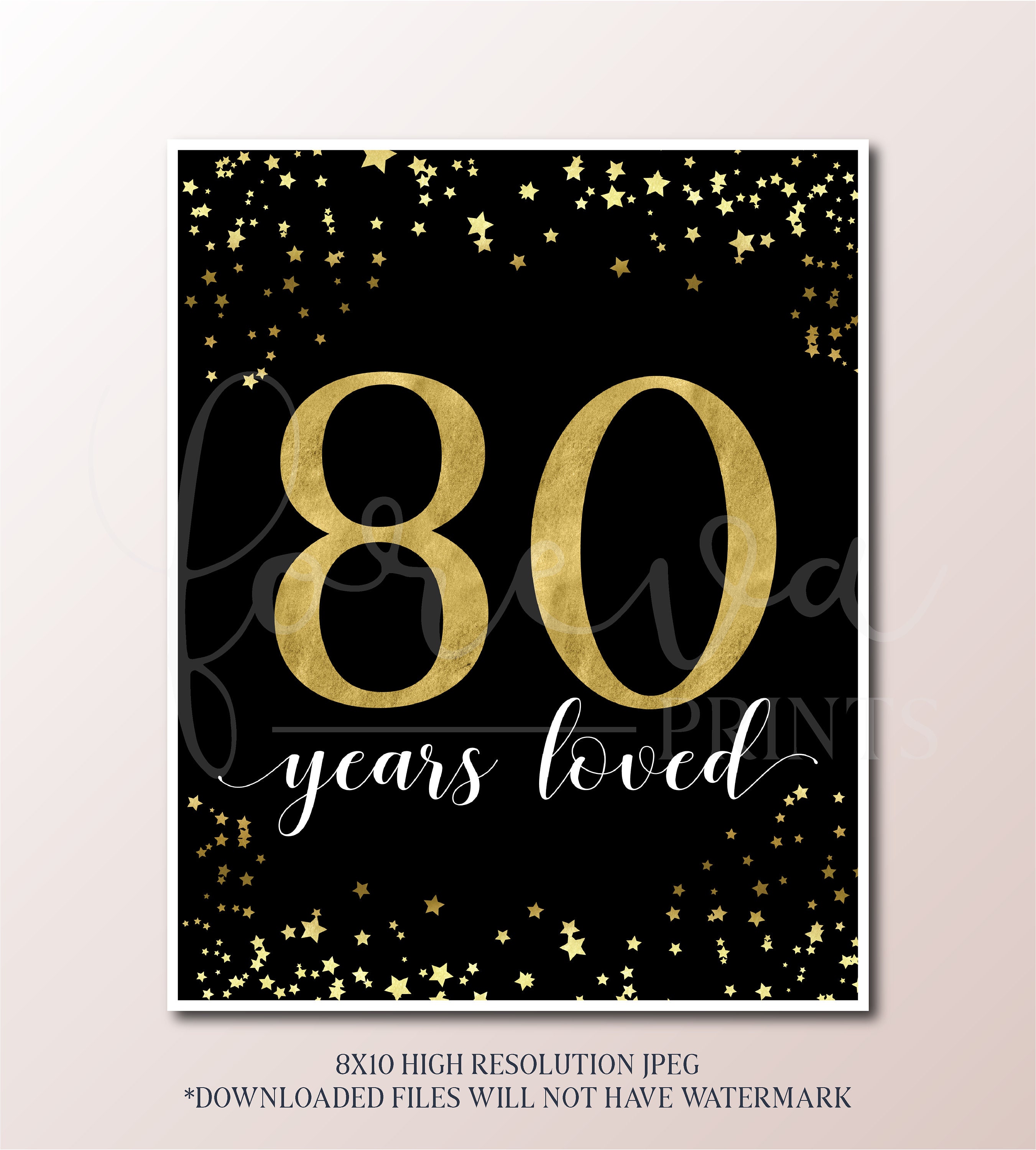 80th Birthday Signs Bundle - Black and Gold Party 2025 - Instant ...