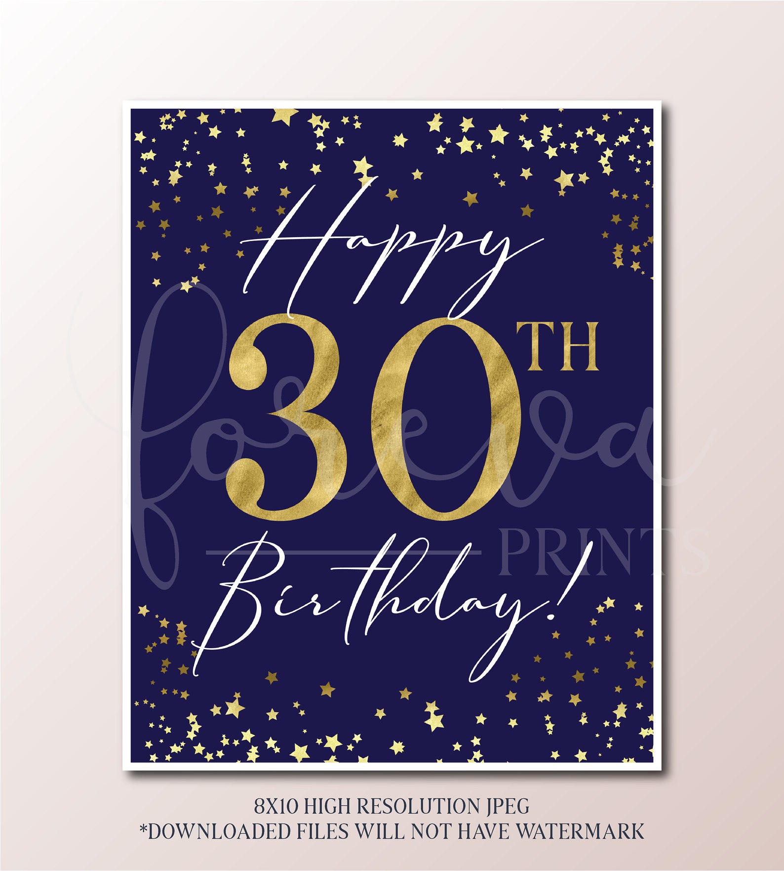 30th Birthday Sign Bundle of 6- Navy and Gold Party 2024 - Instant ...