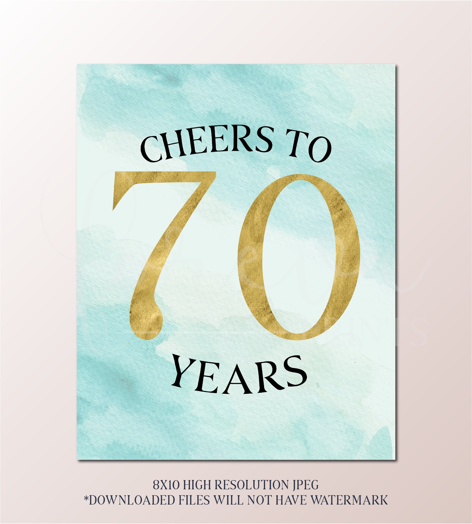 70th Birthday Signs Bundle - Blue Watercolour Party 2024 - Instant ...