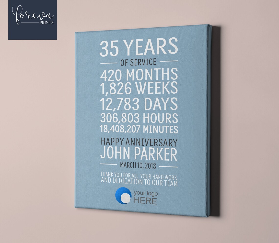 35 Year Work Anniversary - Custom Employee Recognition Gift Idea - 35th ...